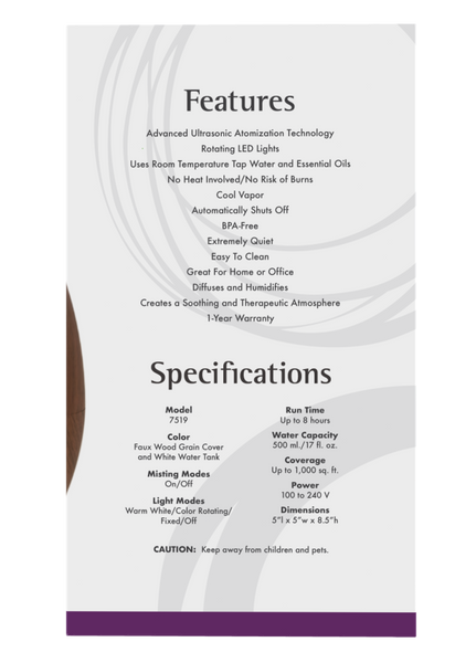 Essential Oil Diffuser, Ultrasonic Faux Wood Grain – Sprout Master